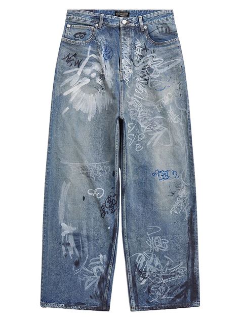Balenciaga Graffiti Baggy Jeans Light Blue Editorialist