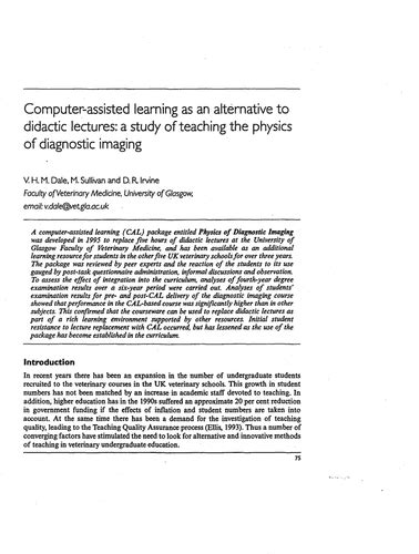 Computer Assisted Learning As An Alternative Teaching Resources