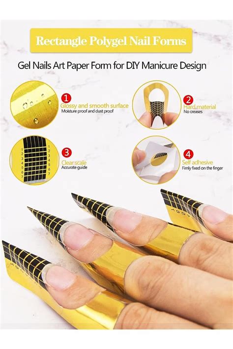 200 Pcs Nail Forms For Acrylic Nails Rectangle Acrylic Nail Forms