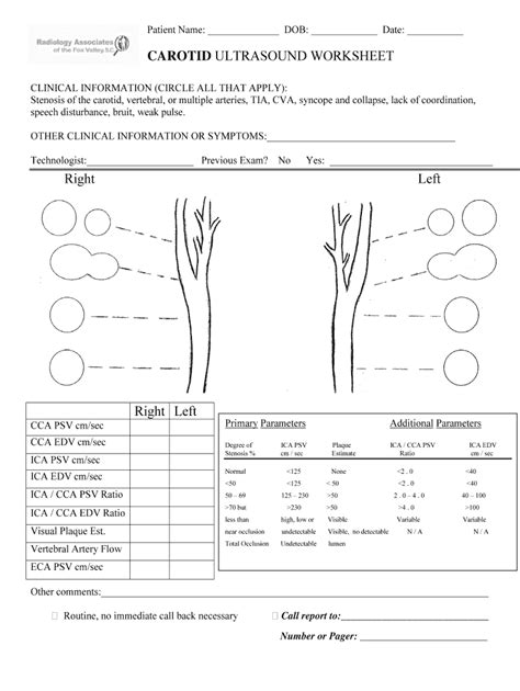 Carotid Artery Ultrasound Worksheet Fill Online Printable In Carotid