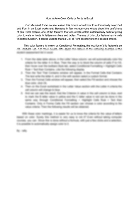 SOLUTION How To Auto Color Cells Or Fonts In Excel Studypool