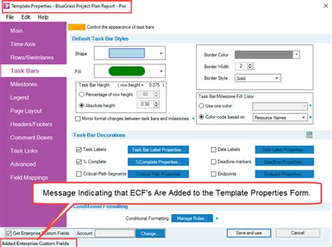 using enterprise custom fields from microsoft project for onepager pro
