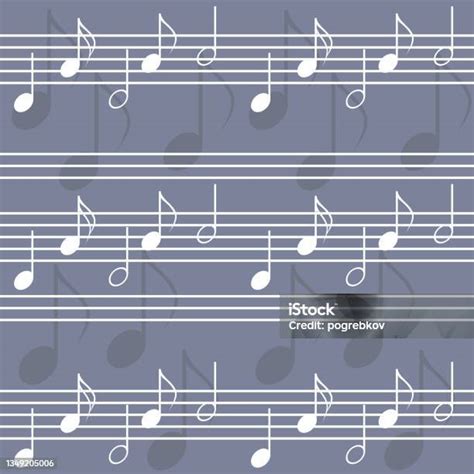 직원과 노트와 원활한 음악 패턴 다양한 음악 기호의 우아한 프린트 파란색 회색과 흰색 색상 벡터 일러스트레이션 0명에 대한 스톡