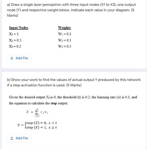 Solved A Draw A Single Layer Perceptron With Three Input