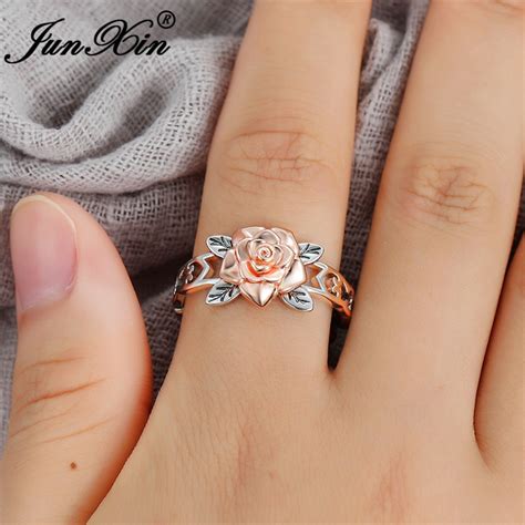 Prachtige Two Tone Bloemen Ringen Voor Vrouwen Wit Grandado