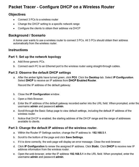 Solved Packet Tracer Configure Dhcp On A Wireless Router