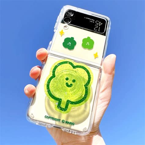 글리터톡z플립젤리 행운클로버 삼성 갤럭시 Z플립4 3 2 1 지플립 제트플립 링 케이스 폰케이스 클리어 젤리 하드 커플 스트랩 에이블리