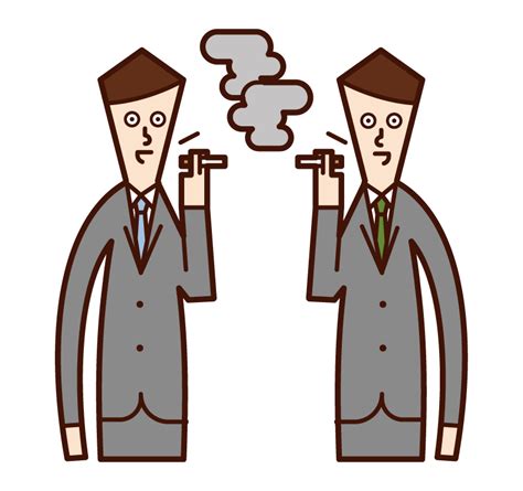흡연 구역에서 말하는 사람 남성의 그림 무료 일러스트 소재집 Kukukeke