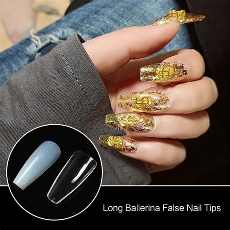인조 롱 발레리나 풀 커버 팁 네일 아트 가짜 네일 웨어 내추럴투명 프레스 온 아크릴 인조 롱 롱붙이는 네일 Aliexpress