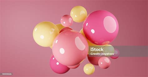 3d 구 클러스터가 있는 추상 조성물입니다 핑크 광택 사실거품 공의 미래지향적 배경 0명에 대한 스톡 사진 및 기타 이미지 0명 3차원 형태 가리기 Istock