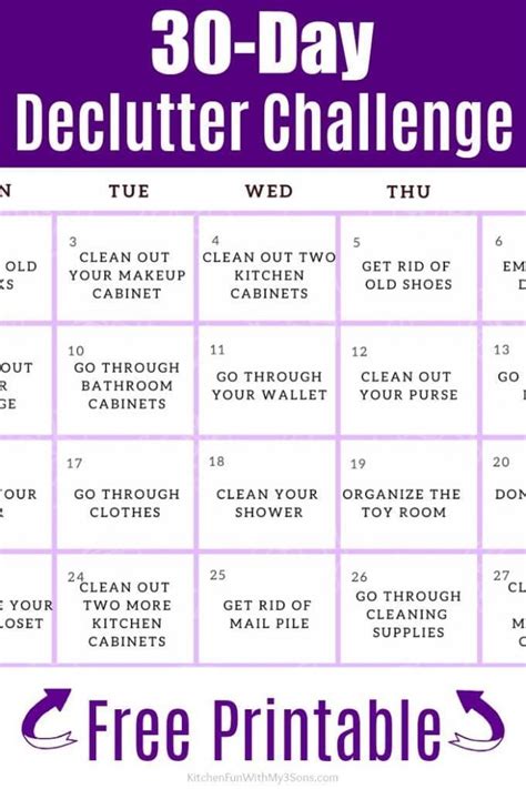 30 Day Declutter Challenge Printable Printable Calendars At A Glance
