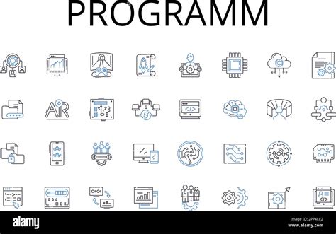 Programm Line Icons Collection Project System Application