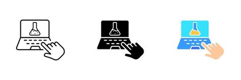 Premium Vector A Monitor Displaying A Dna Symbol Vector Set Of Icons In Line Black And