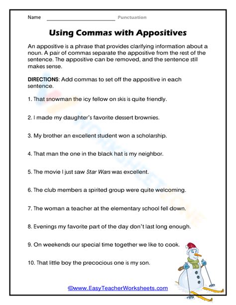 Using Commas With Appositives Worksheet Worksheets Library