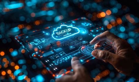 Data Protection Concept With A Person Holding A Holographic Cloud