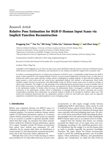 Pdf Relative Pose Estimation For Rgb D Human Input Scans Via Implicit Function Reconstruction