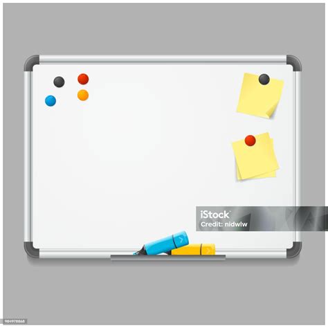 현실적인 상세한 3d 화이트 보드입니다 벡터 하얀 칠판에 대한 스톡 벡터 아트 및 기타 이미지 하얀 칠판 교육 자석
