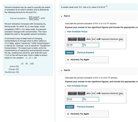 Solved Percent Ionization Can Be Used To Quantify The Extent Chegg Com