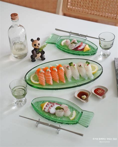 홈마카세 연어초밥 광어회 문어숙회 플레이팅 속 노르딕네스트 세락스 물고기접시 네이버 블로그