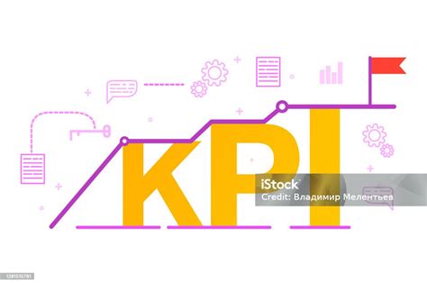 핵심 성과 지표 비즈니스 개념 회사의 업무 개선 성공을 위해 노력합니다 통계 지표 Kpi 레터링 타이포그래피 비즈니스 전략에