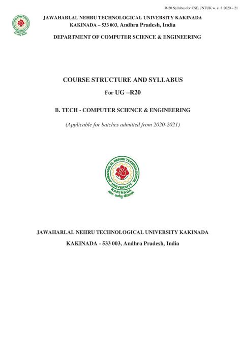Cse 4 1 Sem Cs Syllabus Ug R20 Revised On 27 02 2023 Jawaharlal Nehru
