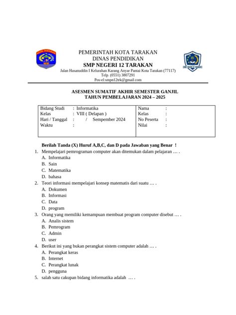 Soal Informatika Kls 8 Pdf