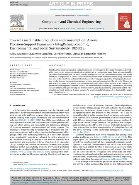Pdf Towards Sustainable Production And Consumption A Novel Decision
