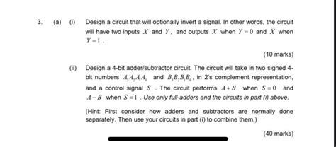 Solved 3 A I Ii Design A Circuit That Will Optionally