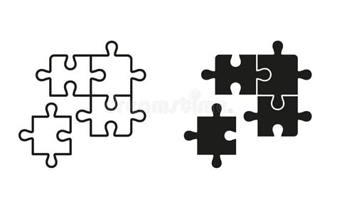 Puzzle Square Pieces Match Logic Combination Pictogram Teamwork Idea