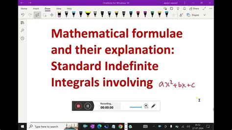 Mathematical Formulae And Their Explanation Standard Indefinite Integrals Involving Quadratic