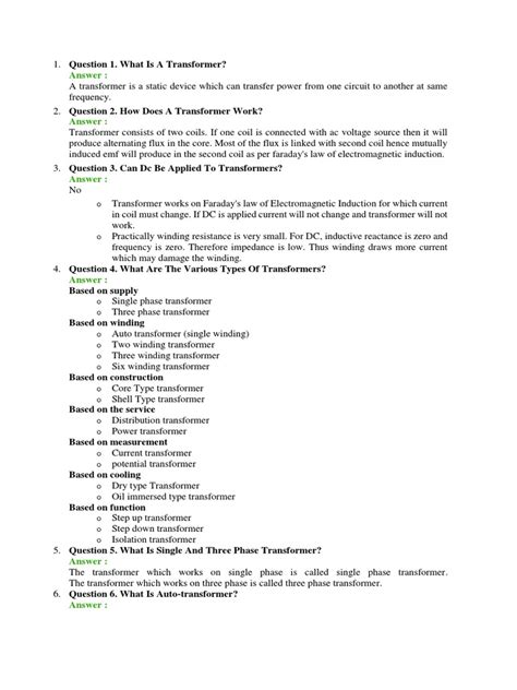 Transformer Viva Question Pdf Transformer Inductor