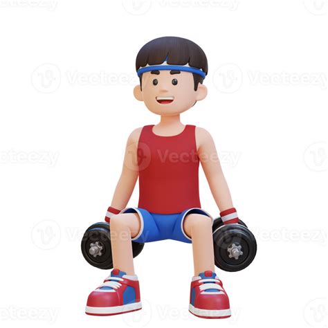 3d Sportsman Character Performing Dumbbell Squats 25214057 Png