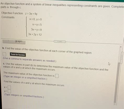 Solved An Objective Function And A System Of Linear