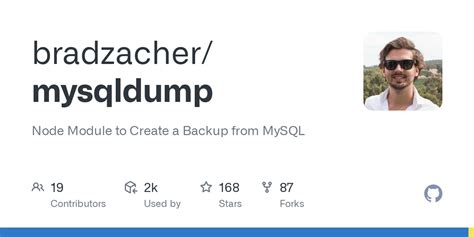 github bradzacher mysqldump node module to create a backup from mysql