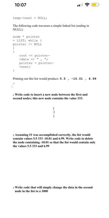 Solved Csc 260l Linked Lists Instructions Type Your Answer