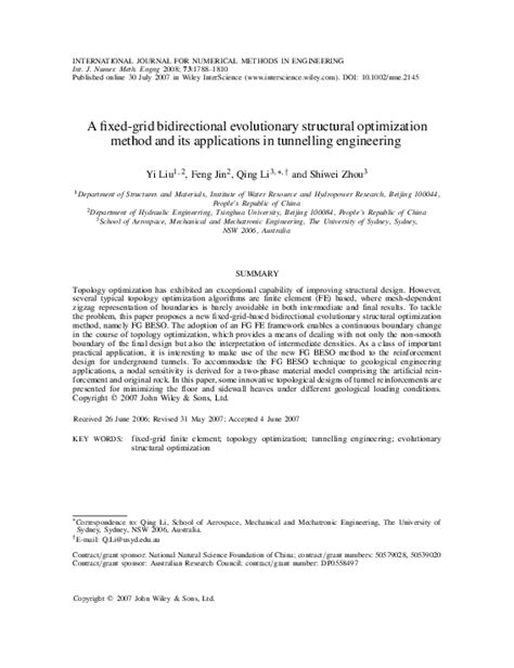 Pdf A Fixed Grid Bidirectional Evolutionary Structural Optimization