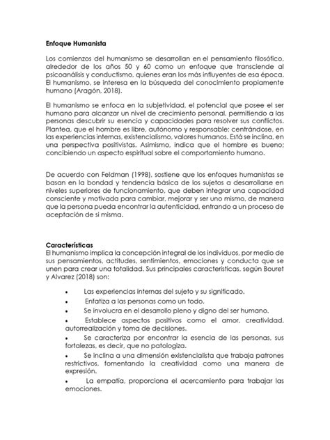 Enfoque Humanista Pdf Cognición Conceptos Psicologicos