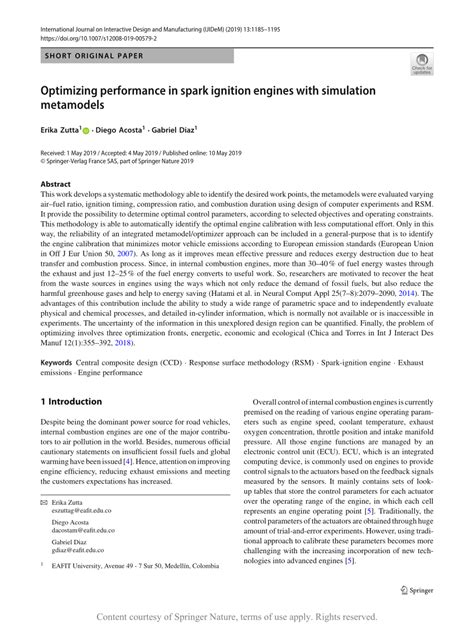 Optimizing Performance In Spark Ignition Engines With Simulation