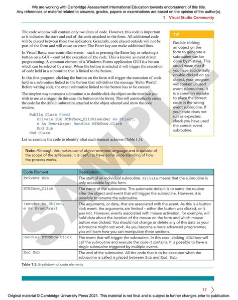 Cambridge Igcse And O Level Computer Science Programming Book For Microsoft Visual Basic Sample By