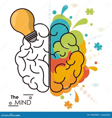 The Mind Human Brain Bulb Idea Analytic Creativity Stock Vector