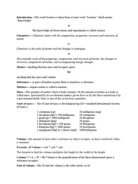 Ch 1 Introduction To Chemistry Pdf Mole Unit Ion