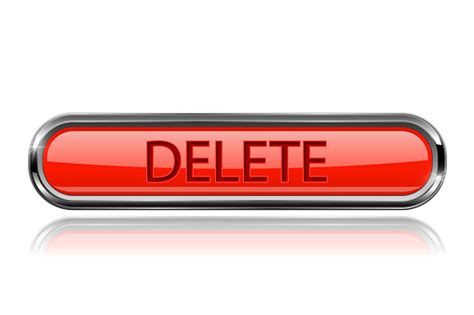 Long Red Delete Button With Bold Chrome Frame 3d Shiny Icon Stock Illustration Download Image