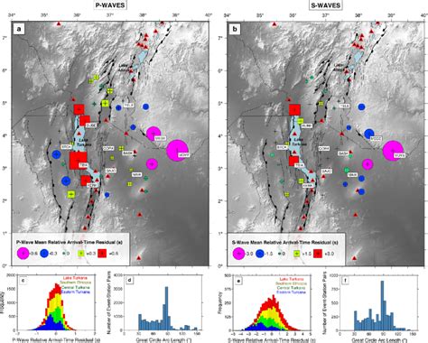 Mean Relative Arrival Time Residuals At Each Station For A P And B Download Scientific