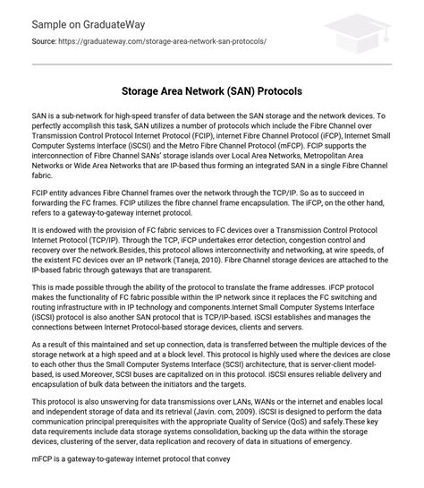 ⇉storage Area Network San Protocols Essay Example Graduateway