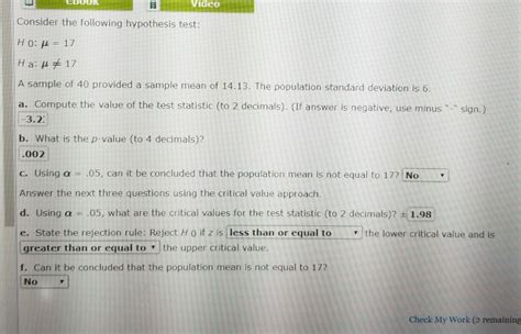 Solved Video Consider The Following Hypothesis Test Ho U