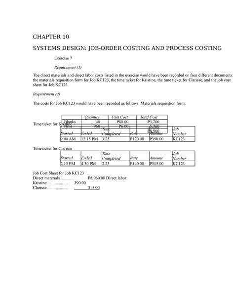 Chapter 10 Systems Design JOB Order Costing AND Process Costing Part Iii CHAPTER 10 SYSTEMS