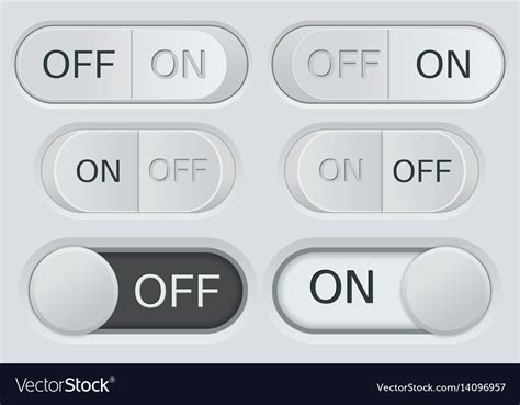 On And Off Toggle Switch Buttons Black And White Vector Image