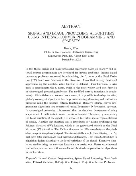 Signal And Image Processing Algorithms Using Interval Convex Programming And Sparsity Eurasip