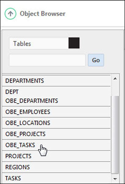 manipulating database objects using apex 5 0