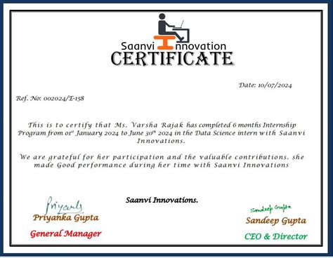 Varsha Rajak On Linkedin Internship Datascience Careergrowth Saanviinnovations Grateful